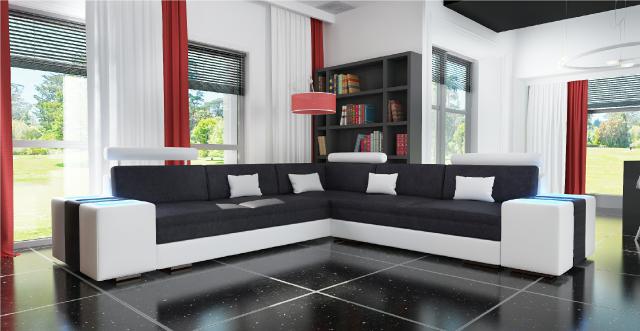 Soggiorno divano divano imbottitura ad angolo tessuto pelle set divano